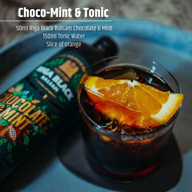 Recipe: RIGA BLACK BALSAM CHOCO-MINT & TONIC ⋆ The Baltic Shop